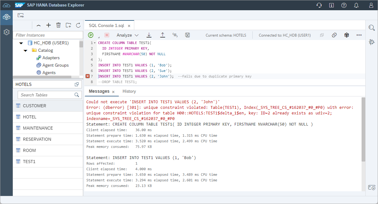Create Database Objects With Sap Hana Database Explorer Tutorials For Sap Developers