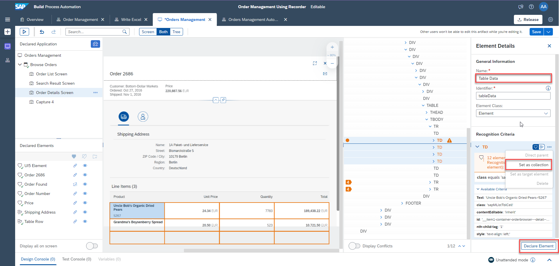 Capture Orders Management Sap Ui5 Application Using Recorder Sap Tutorials